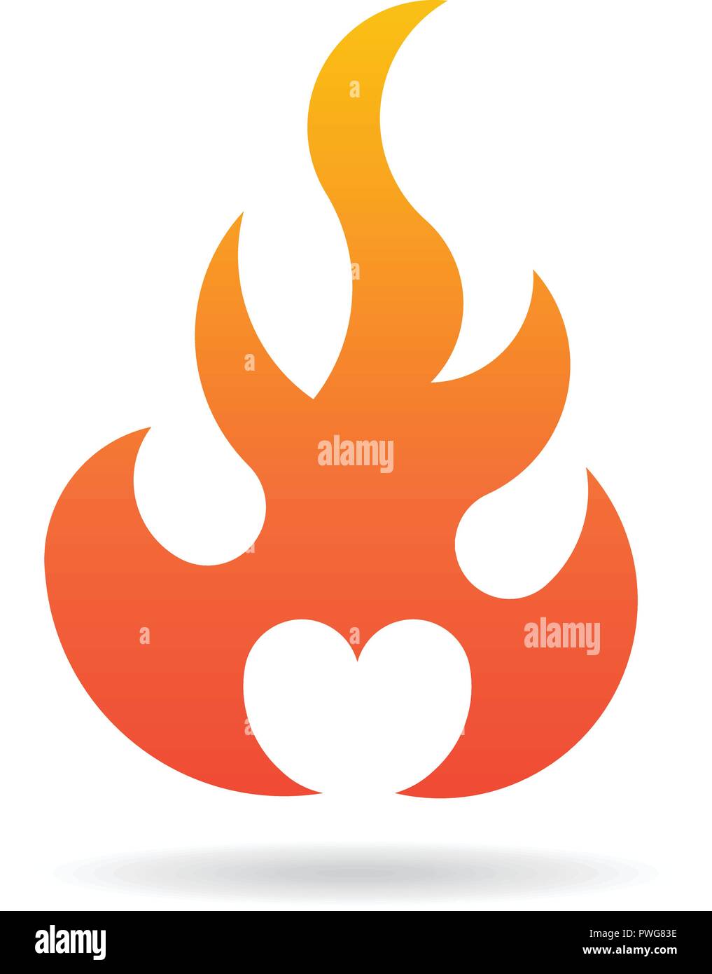 Fire flame with heart negative space. Vector Logo Symbol Design ...