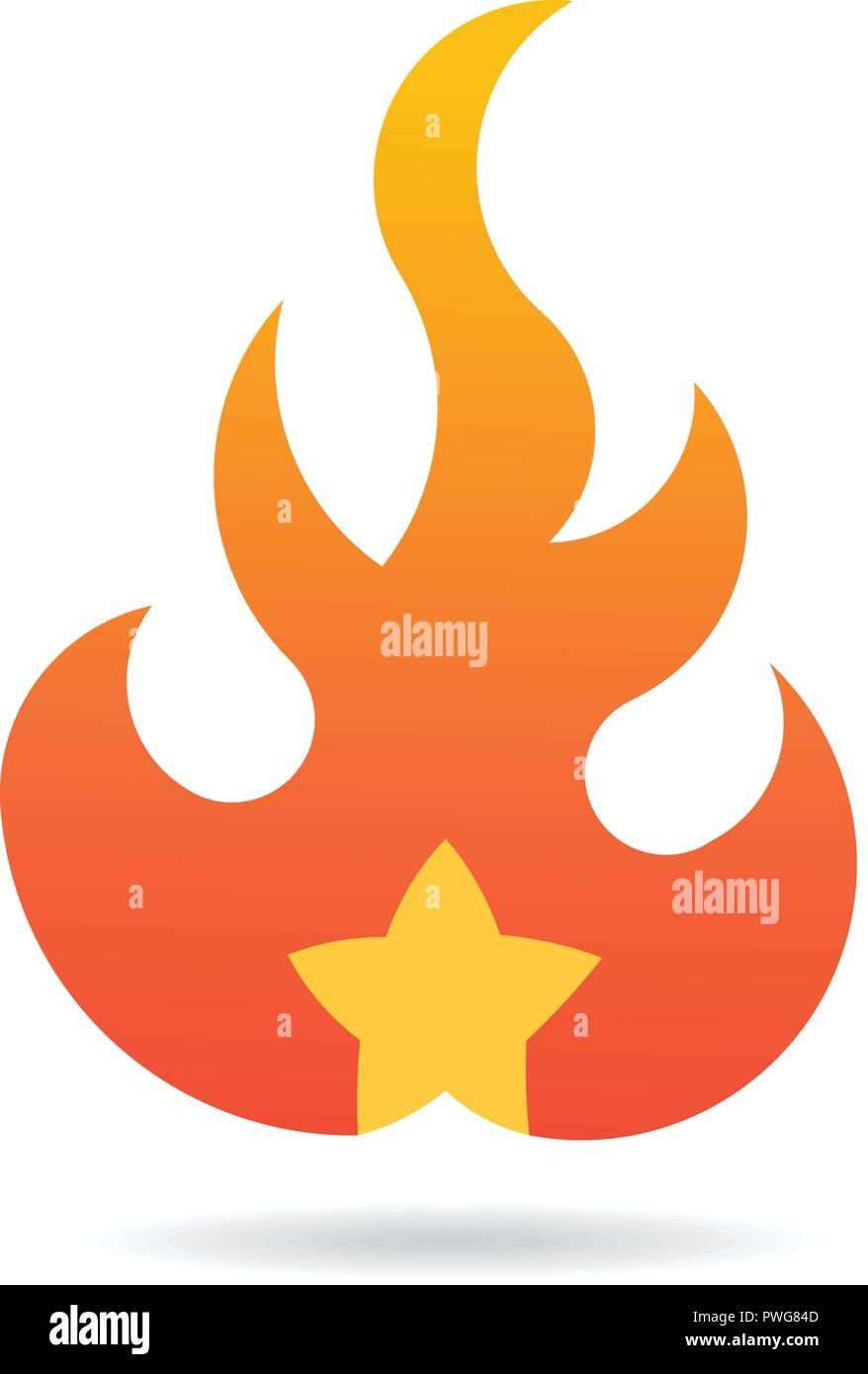 Fire flame with star. Vector Logo Symbol Design Illustration Stock ...