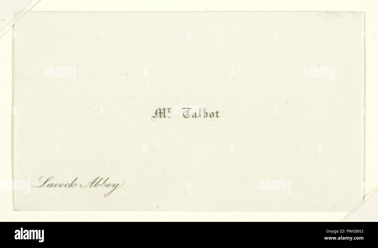 Business card ‘Mr. Talbot Lacock Abbey‘ by Henry Fox Talbot Stock Photo ...