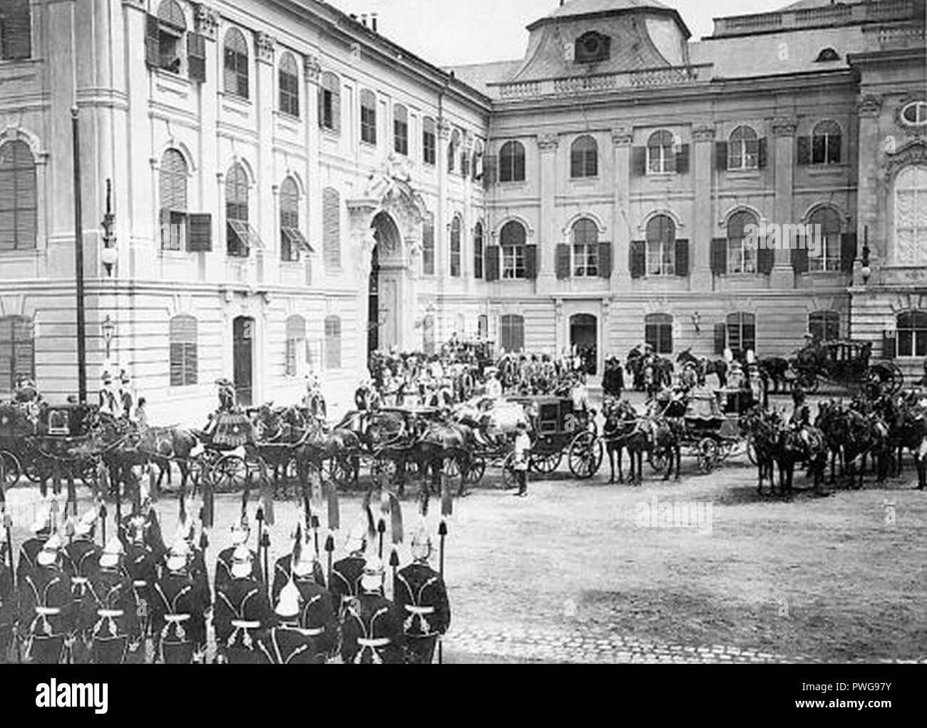 Buda Royal Castle western courtyard 1880 Stock Photo - Alamy