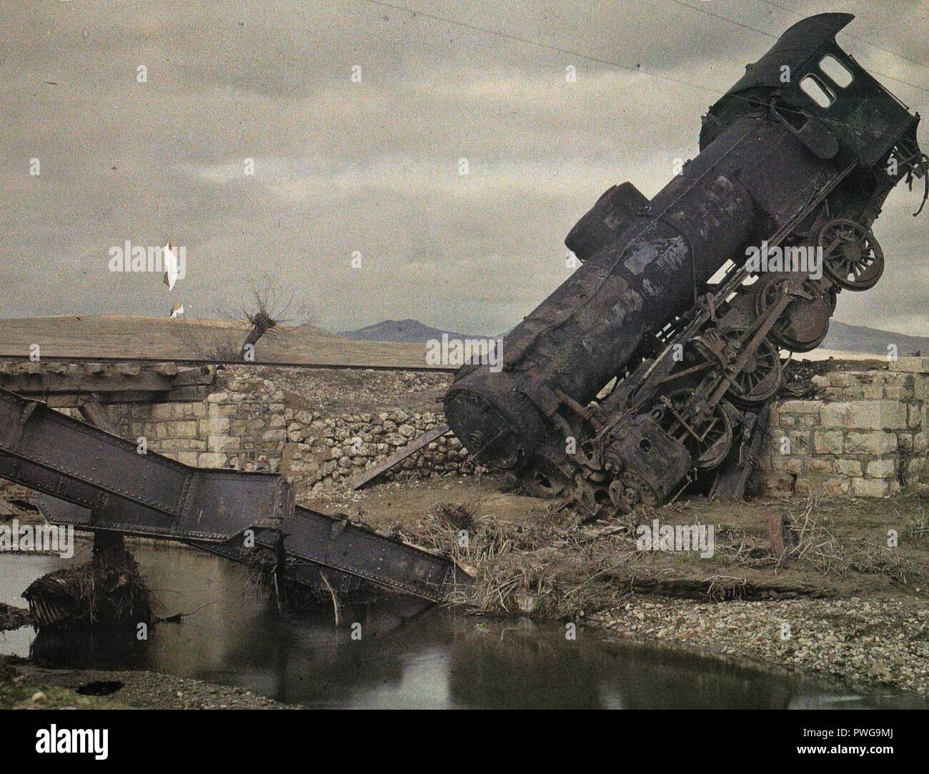 Burnt Locomotive, Uşak Stock Photo - Alamy