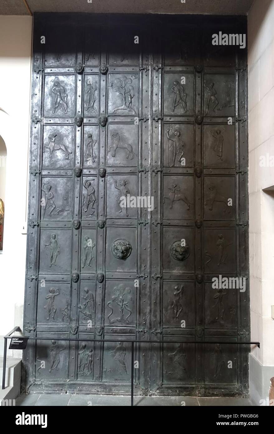 Bronze doors of Augsburg Cathedral, Germany, c. 1065, plaster replica c ...
