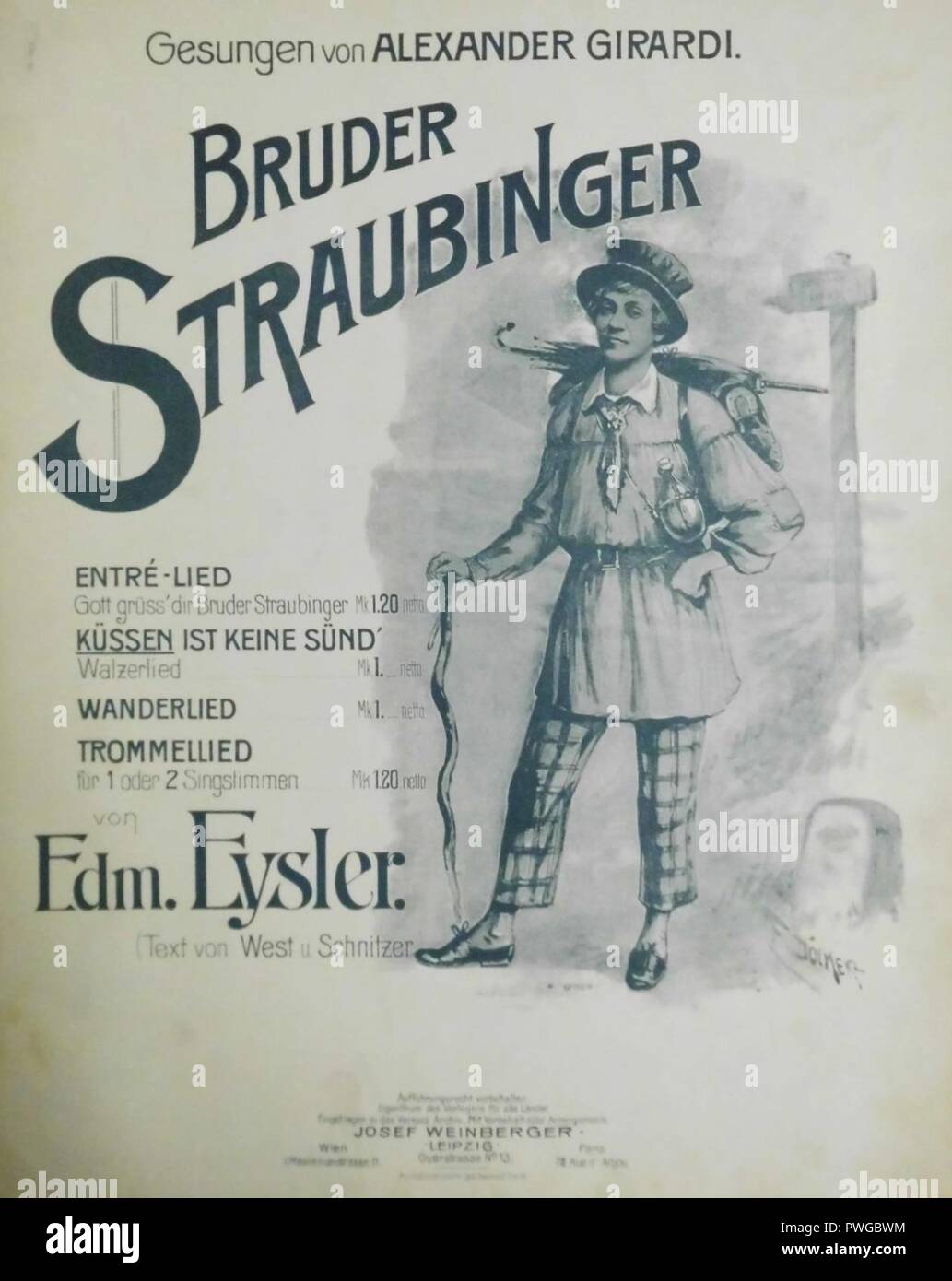 Bruder Straubinger by Edmund Eysler, sheet music 1903 Stock Photo - Alamy