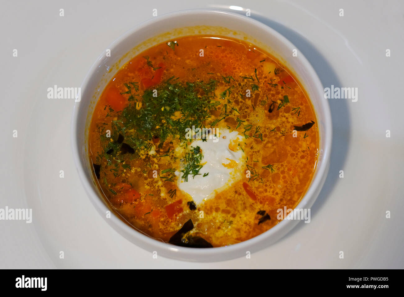 Traditional Mastava Soup ( meat with rice) served in the city of ...