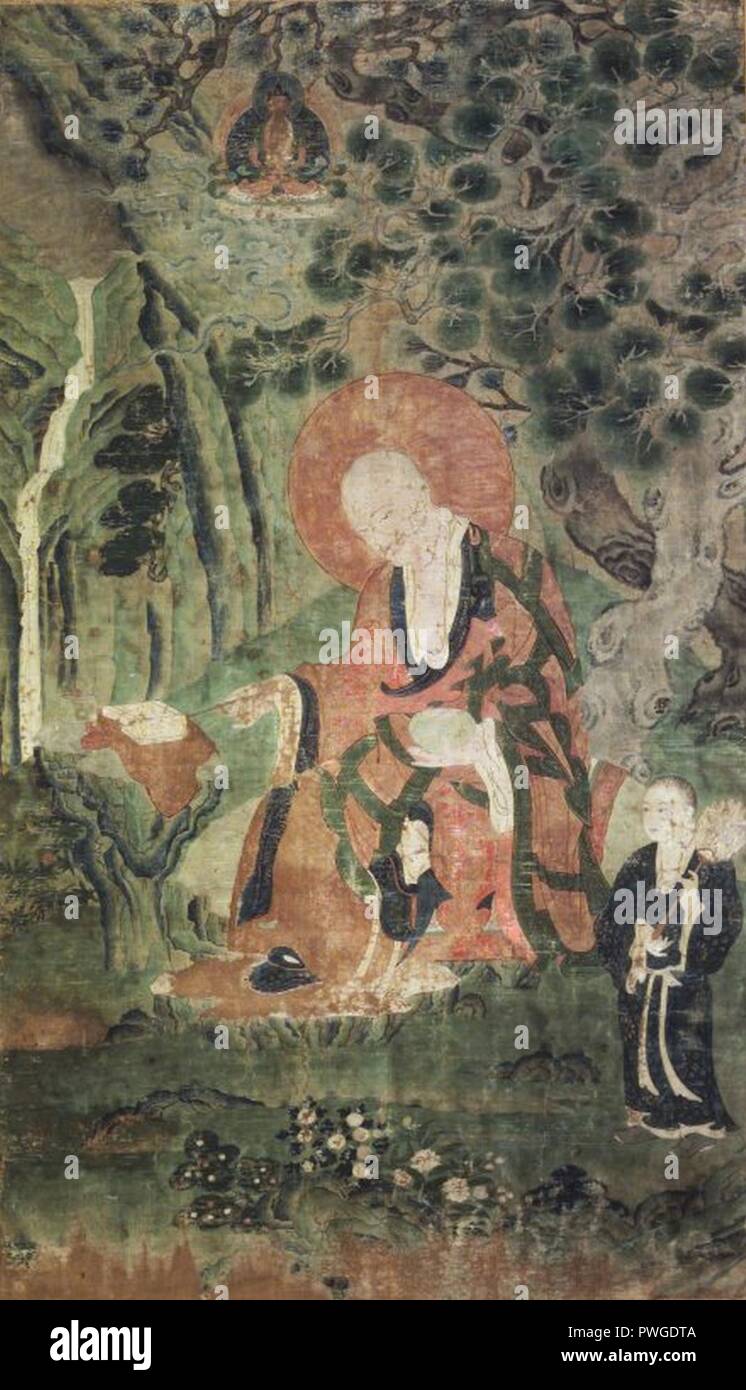 Arhat (One of nine Tibetan Ritual Paintings of Arhats) - 7 Stock Photo ...