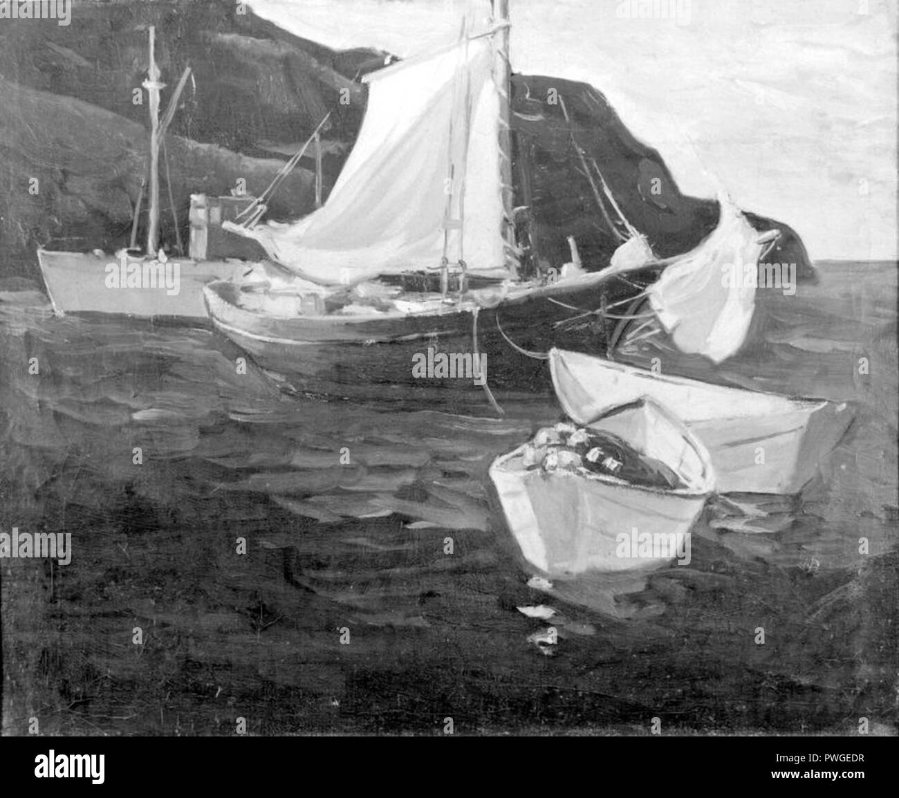 Historical photo fishing boats Black and White Stock Photos & Images ...
