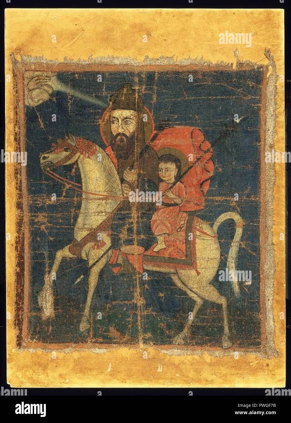 Man and Child Mounted on Horse Stock Photo - Alamy