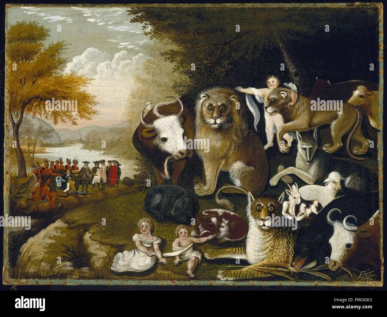 The Peaceable Kingdom - Edward Hicks - overall Stock Photo - Alamy
