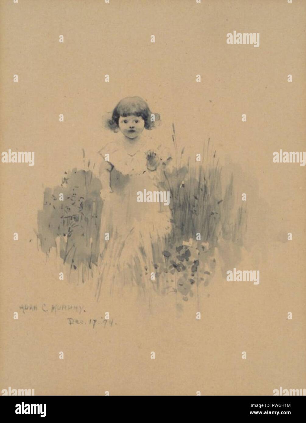 Untitled (Little Girl Among Flowers) - Ada Clifford Murphy Stock Photo ...