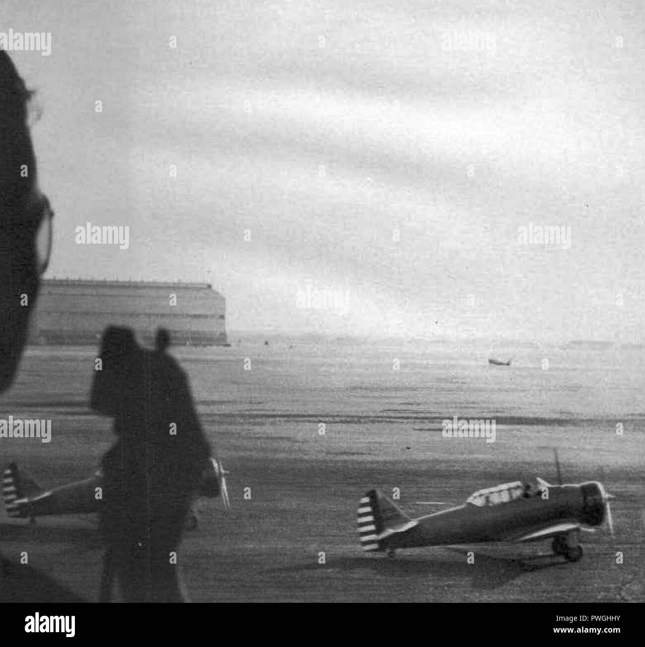 Brooks Field - North American BT-14s taking off from Control Tower ...