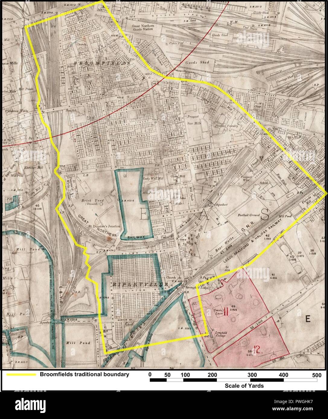 Broomfields map 1893 Stock Photo - Alamy