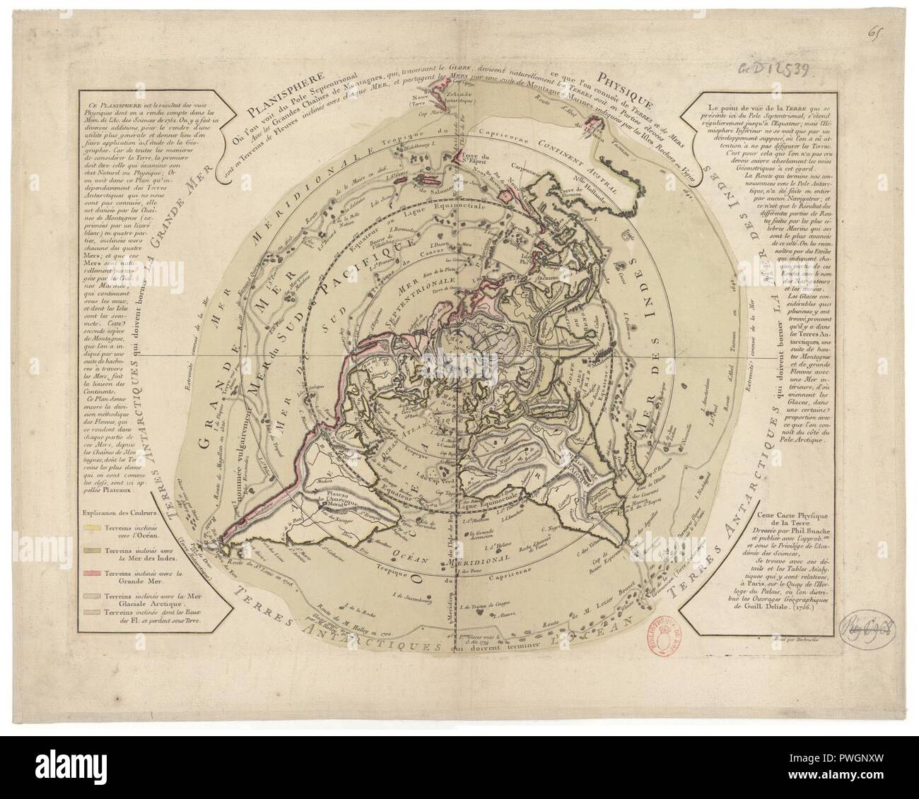 Buache, Philippe - Planisphère physique où l'on voit du pôle ...