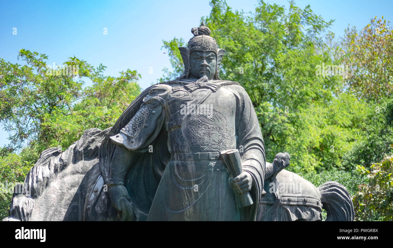 Wuhan Hubei, CHINA - September 08-2018: Wuhan Statue of the Yue Fei in Wuhan, China. He is ...