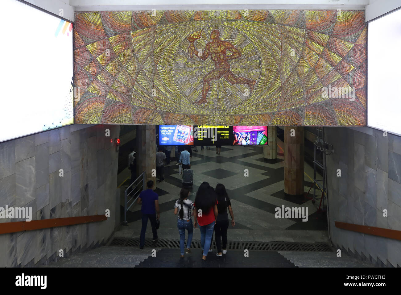 Mosaic mural from the Soviet era decorates entrance to Pakhtakor ...