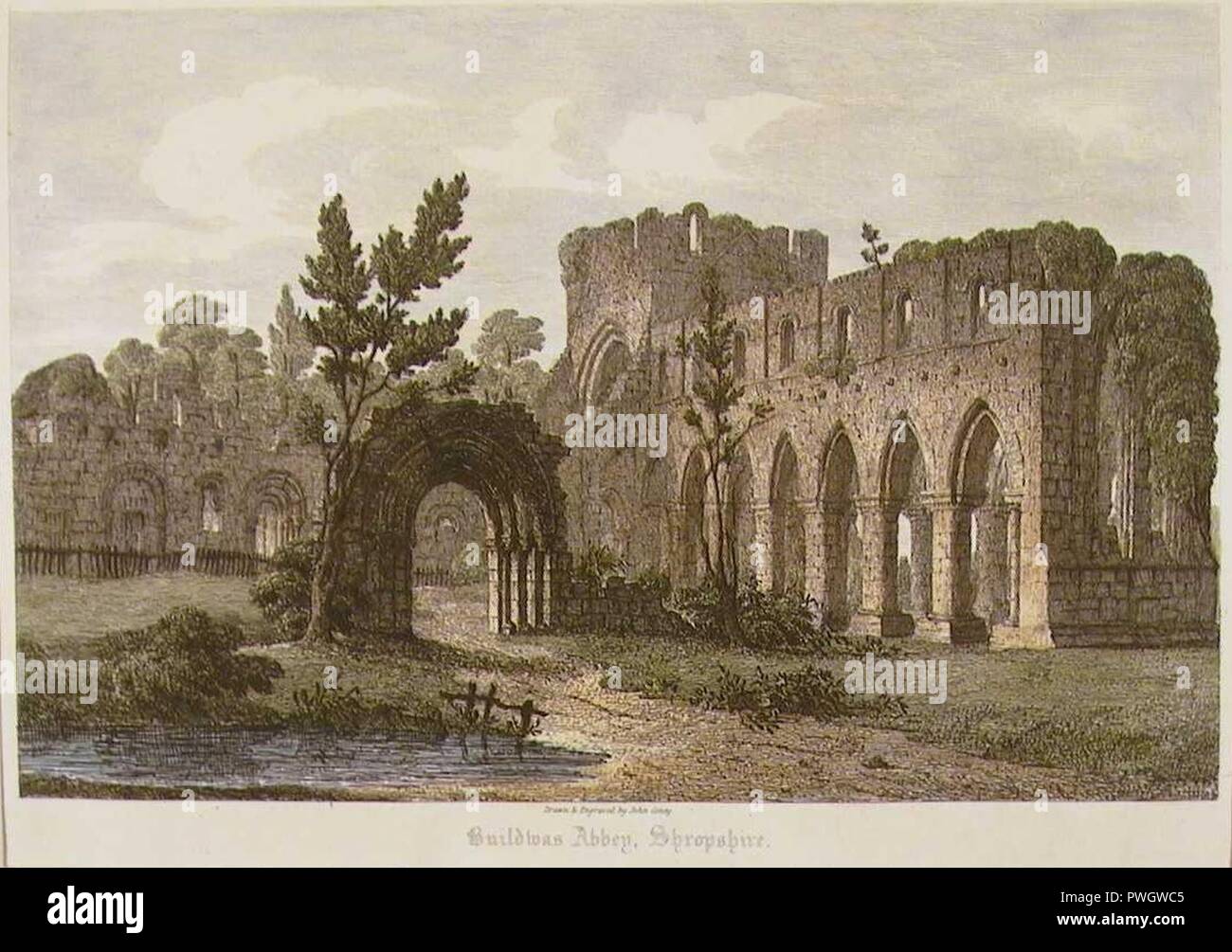 Buildwas Abbey 1825 Stock Photo - Alamy