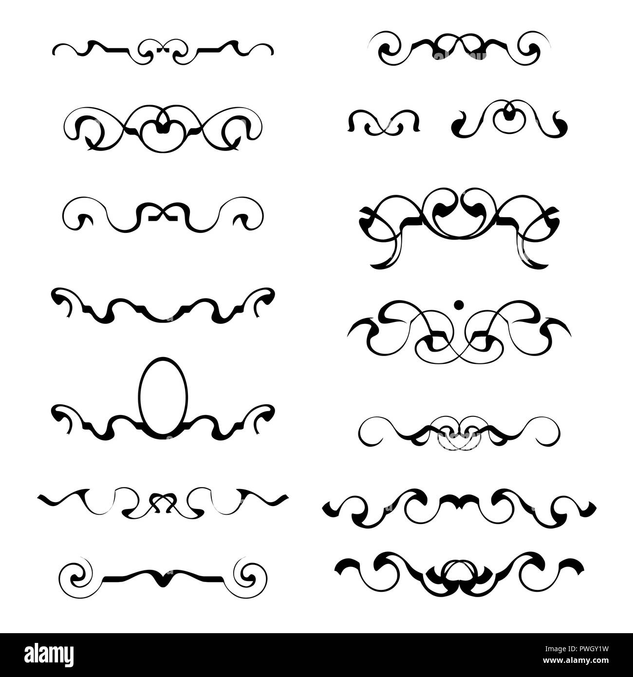 Decorative graphic elements of the vignette for the design of pages ...