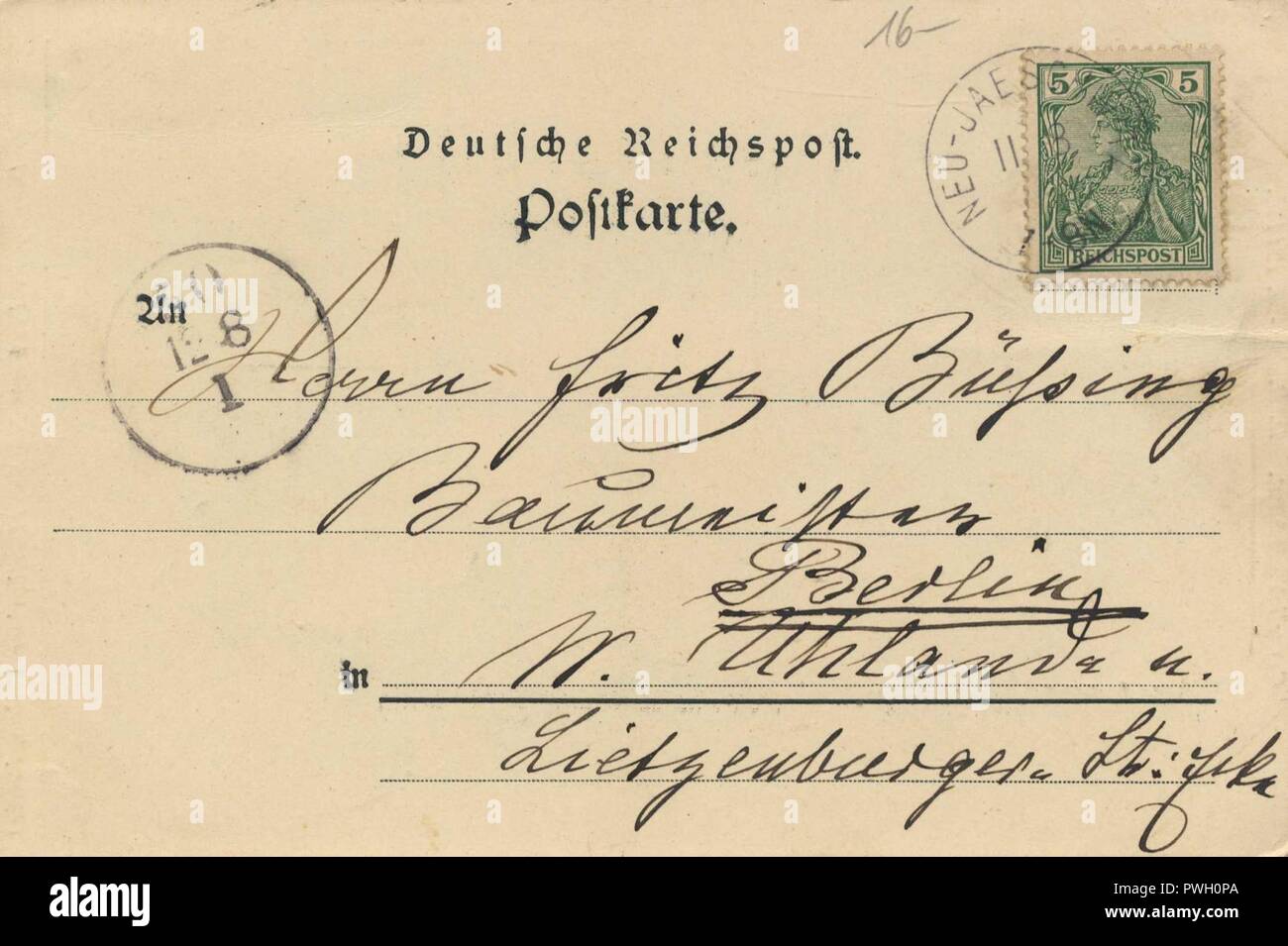 Bunzlau, Schlesien - Scherzkarte (back Stock Photo - Alamy