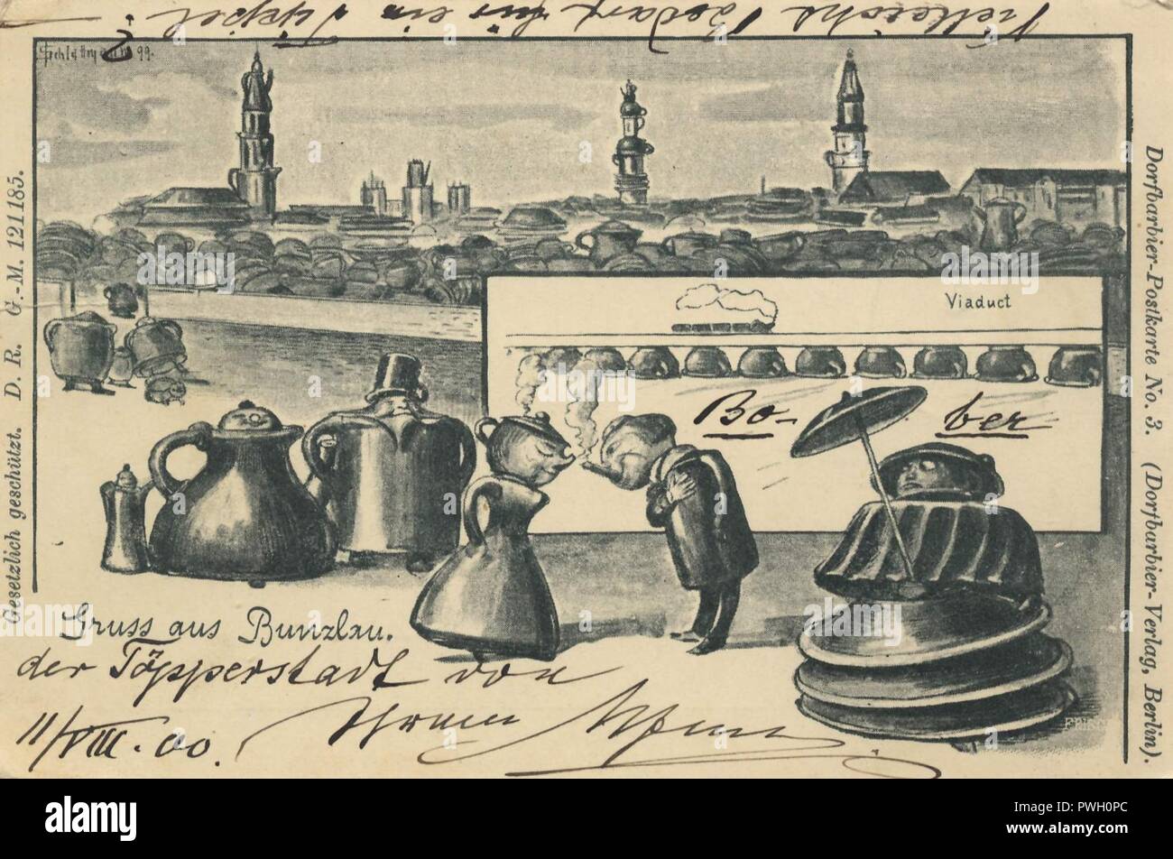 Bunzlau, Schlesien - Scherzkarte Stock Photo - Alamy