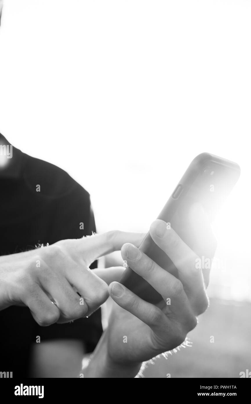 Isolated phone screen in Black and White Stock Photos & Images - Alamy