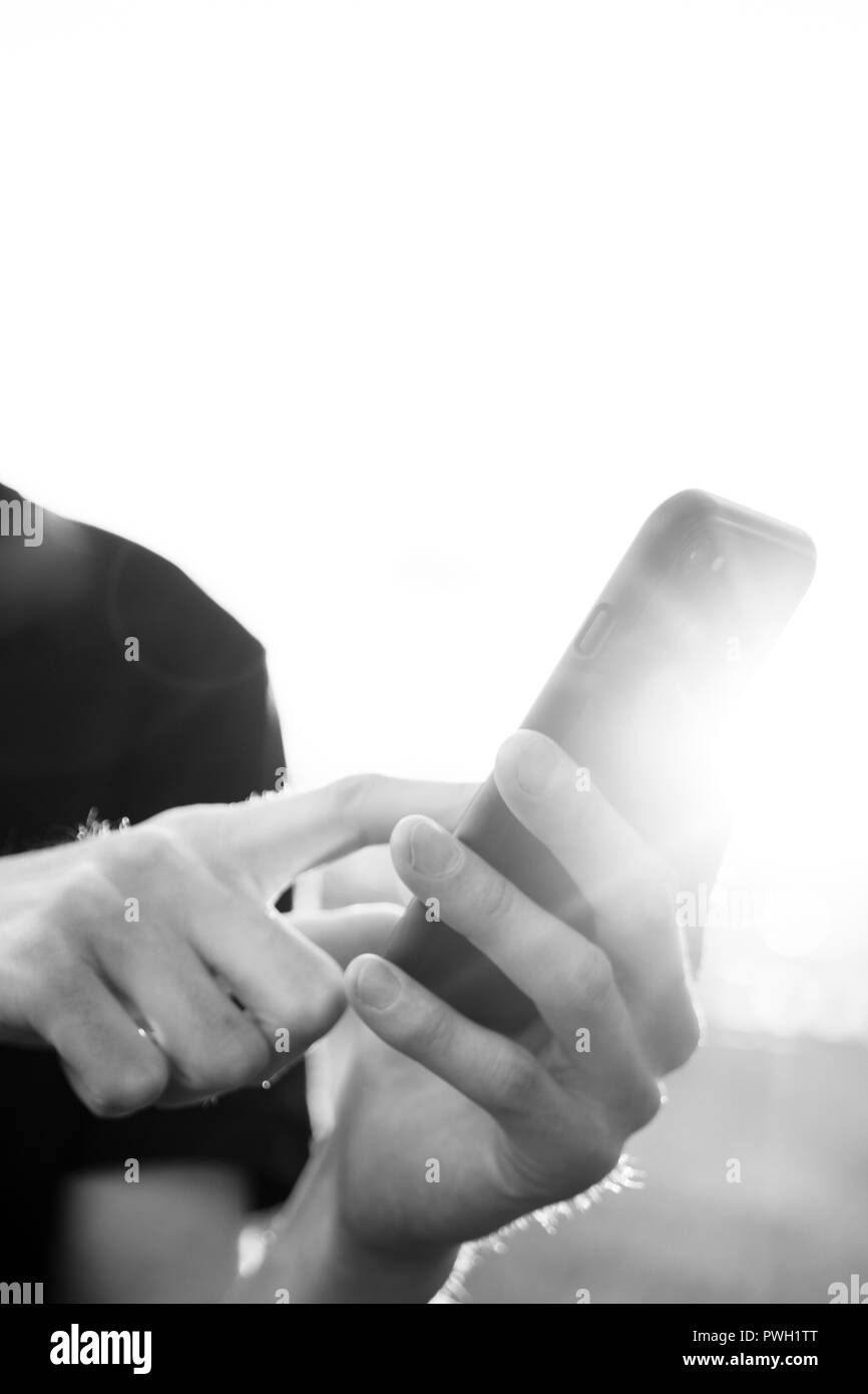 Isolated phone screen in Black and White Stock Photos & Images - Alamy