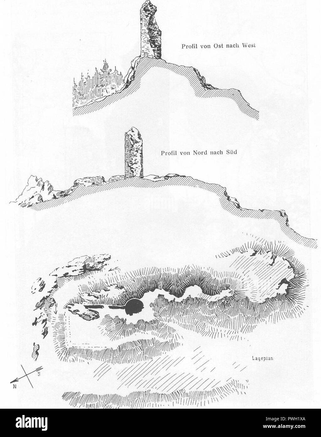 Burgruine Reichenstein Skizze 1906 Stock Photo - Alamy