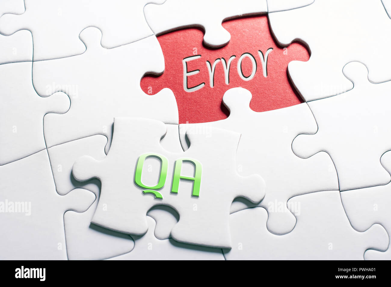 The Words QA And Error In Missing Piece Jigsaw Puzzle Stock Photo - Alamy