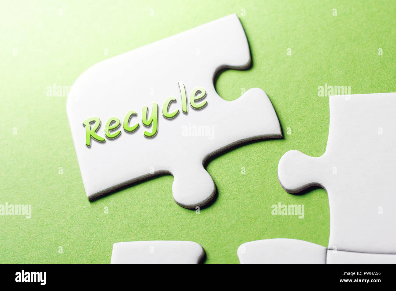 The Word Recycle In Missing Piece Jigsaw Puzzle Stock Photo - Alamy