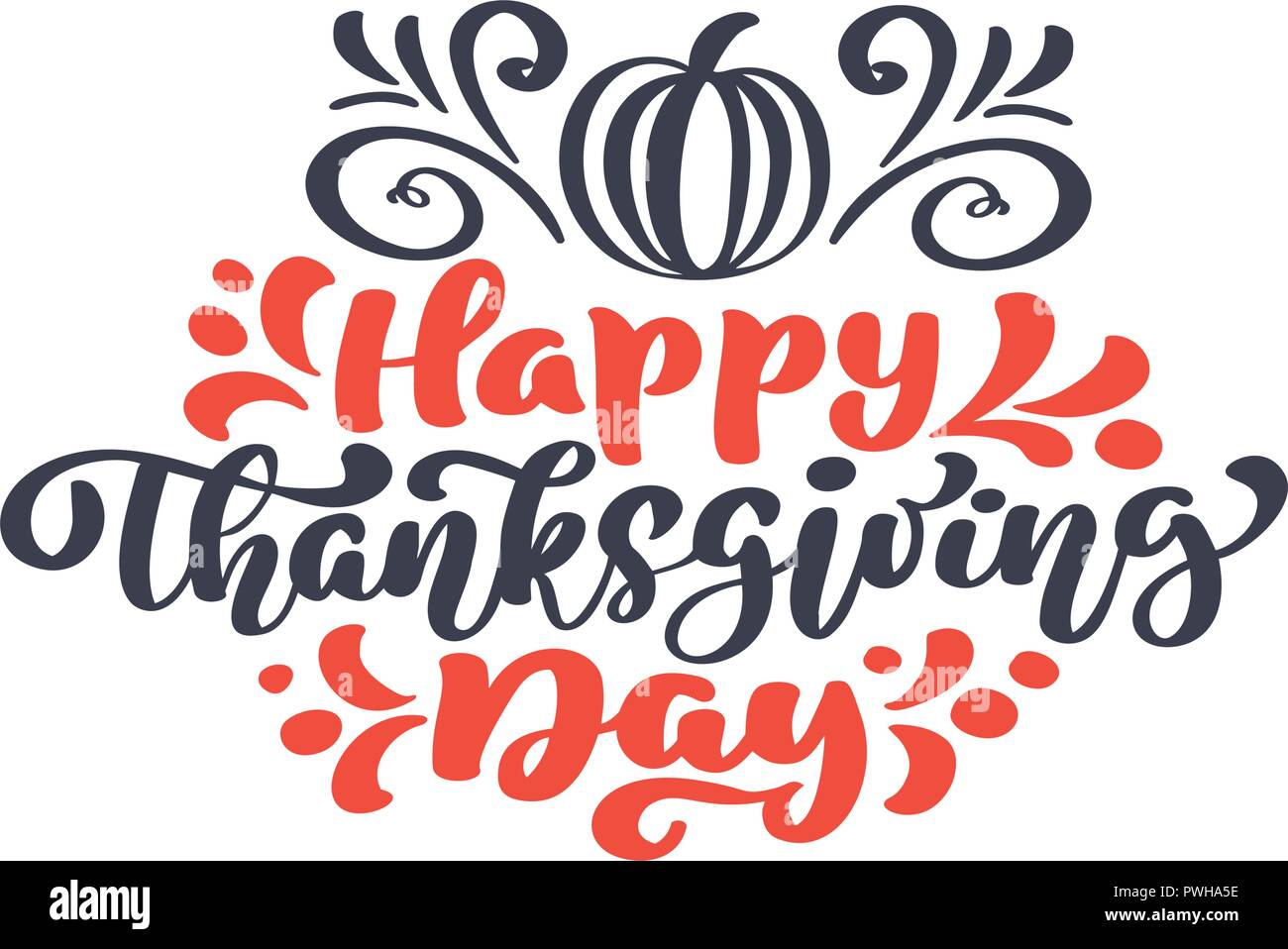 Happy Thanksgiving Calligraphy Text with pumpkin, vector Illustrated ...