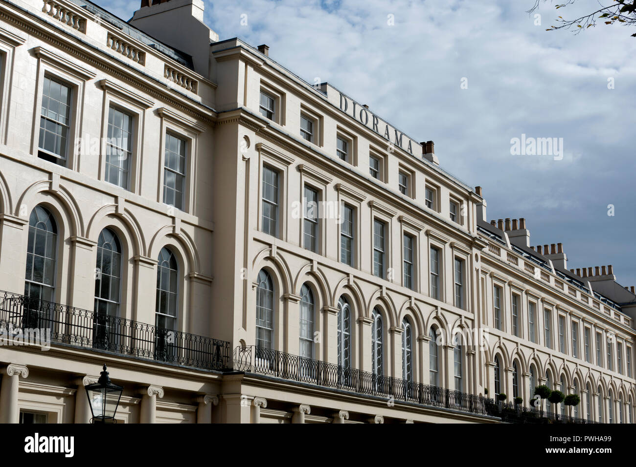 Stuccoed terraced houses, Park Square East, Marylebone, London, UK ...