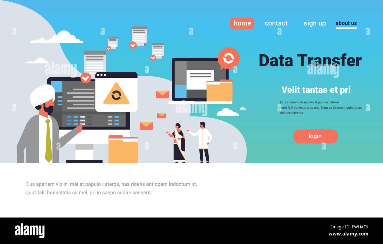 Indian People Working Data Transfer Concept Synchronization Computer