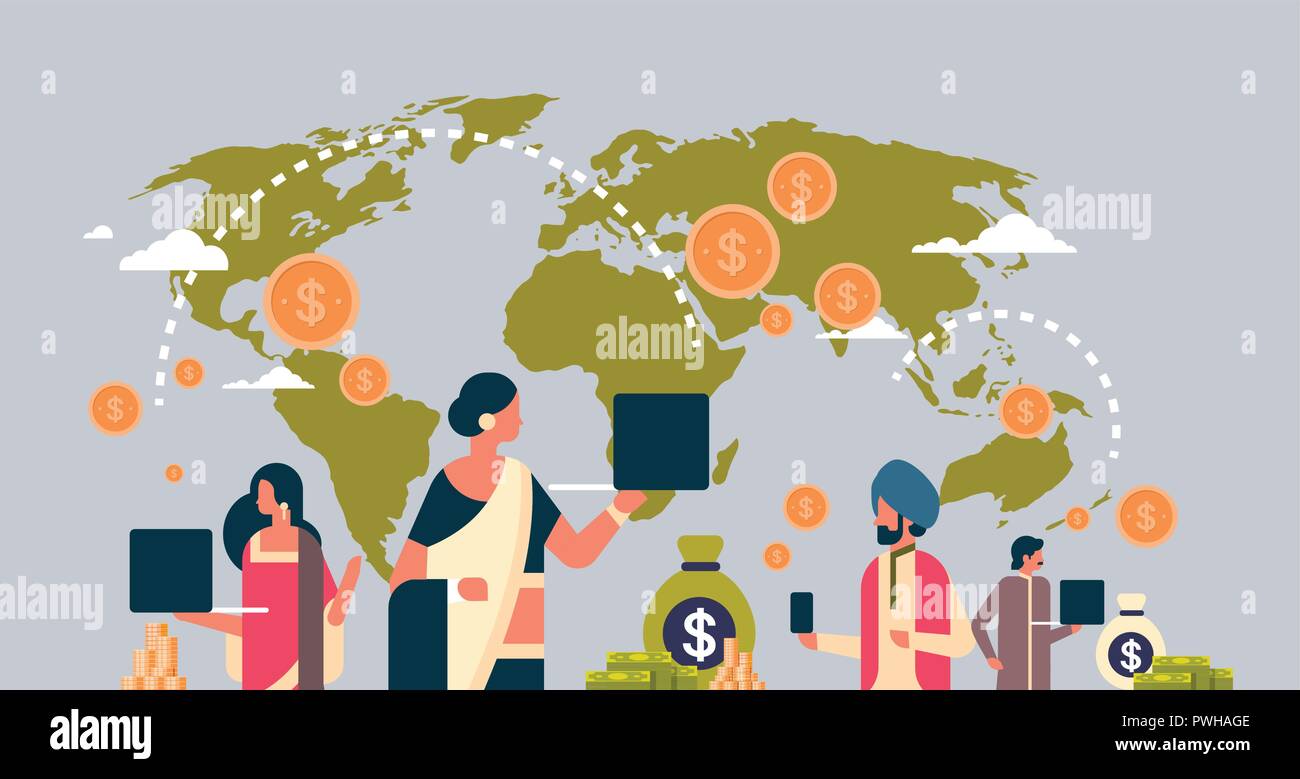 indian people using global payment application money transaction ...