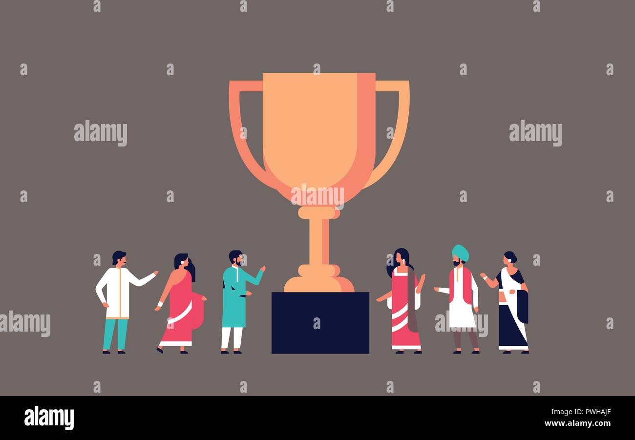 indian people winner cup golden trophy first place concept successful ...