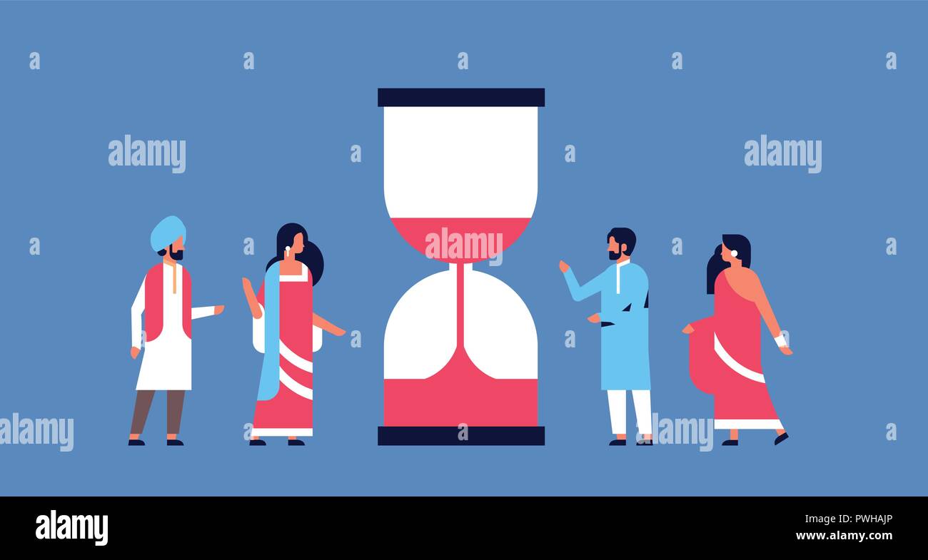 indian people group hourglass time management deadline concept indian ...