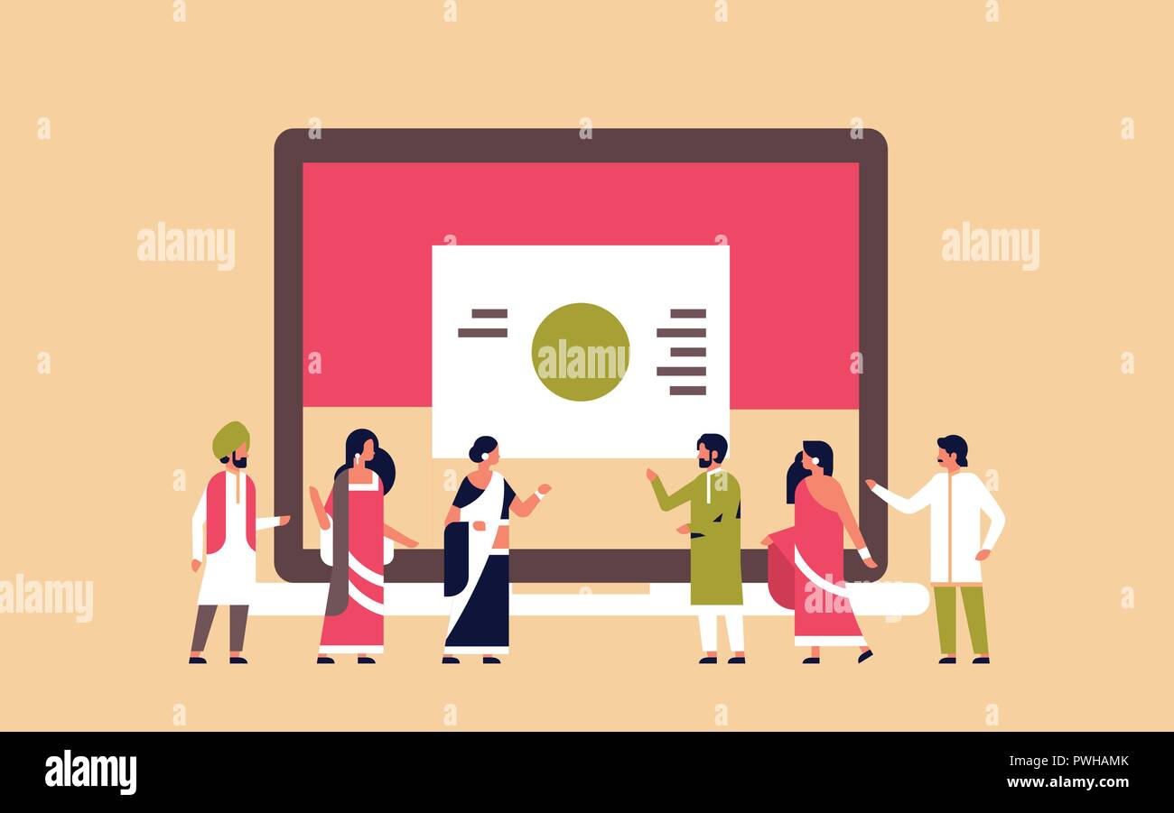indian people business presentation diagram graph working together ...