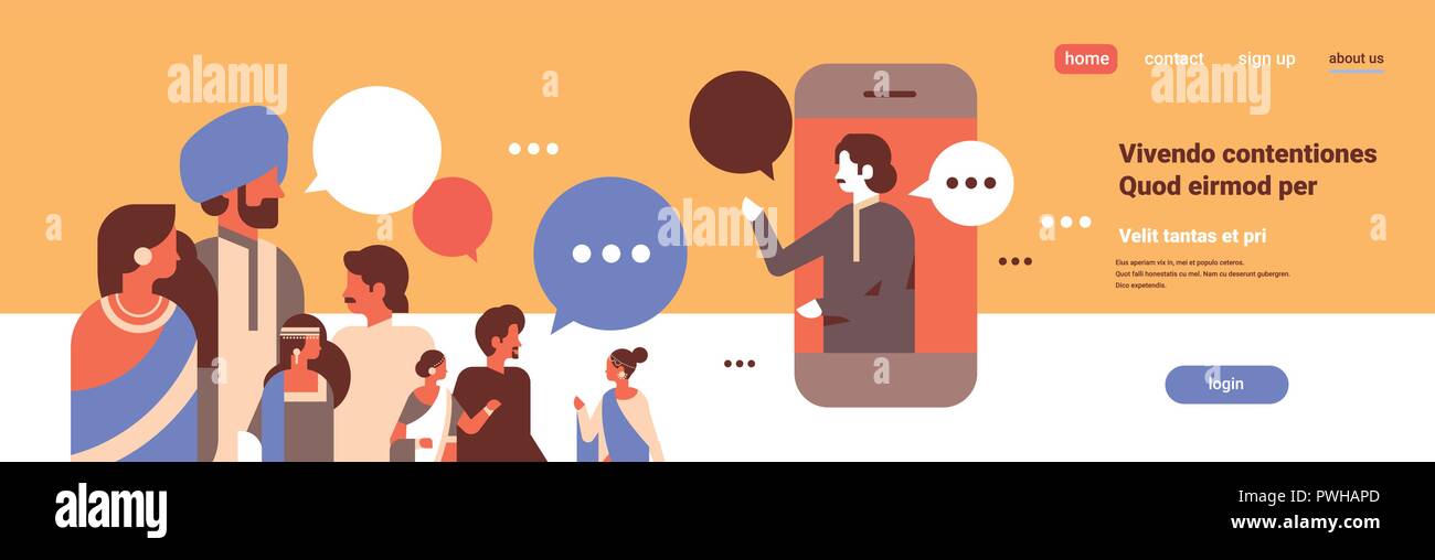 indian people chat bubbles mobile application communication speech ...
