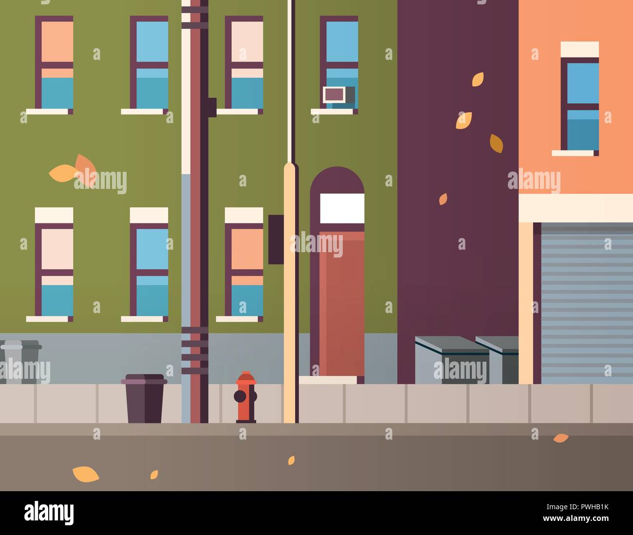 city building houses view autumn street leaves fall real estate flat ...