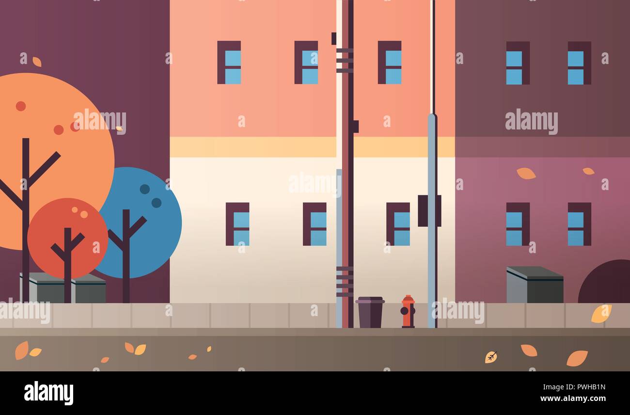 city building houses view autumn street leaves fall real estate flat ...