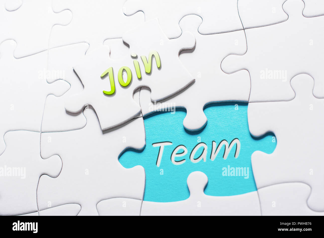 The Words Join And Team In Missing Piece Jigsaw Puzzle Stock Photo - Alamy