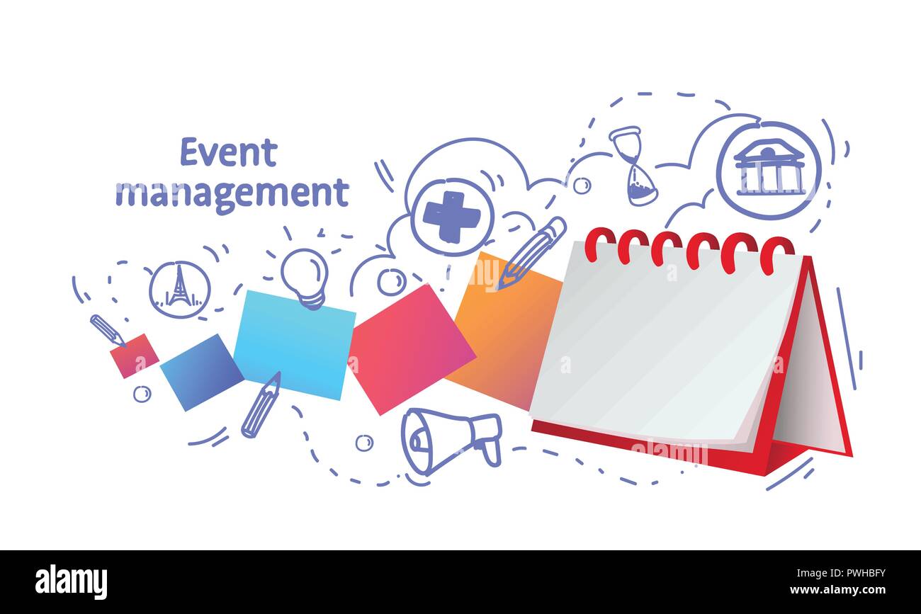 notebook reminder icon agenda event management concept sketch doodle ...