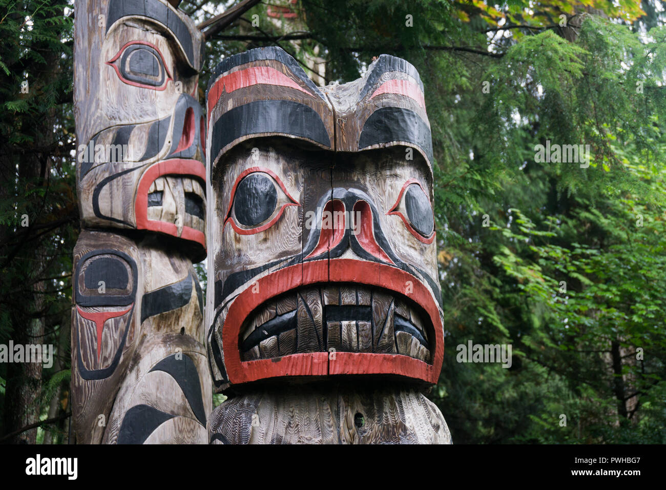 First Nations totem poles in Vancouver, Canada Stock Photo - Alamy