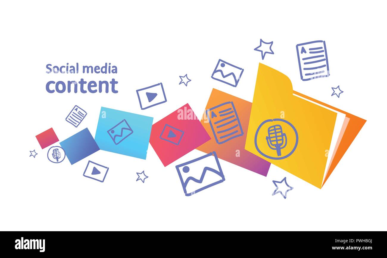 digital marketing communication social media content concept sketch ...