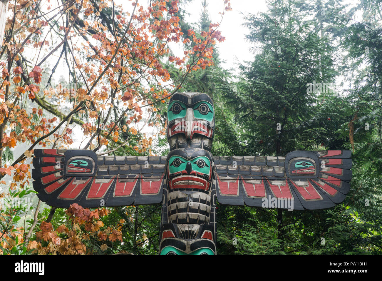 First Nations totem poles in Vancouver, Canada Stock Photo - Alamy