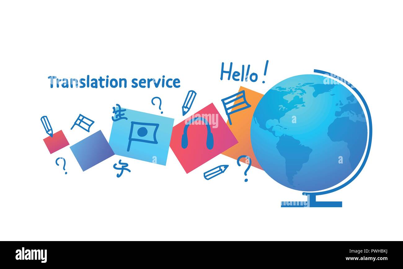 world translate language tanslation service concept horizontal sketch ...