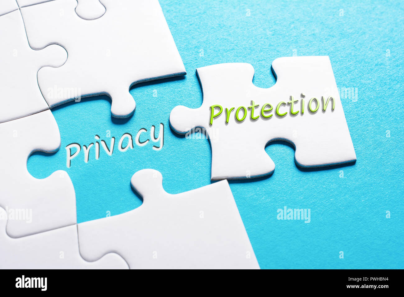 The Words Privacy And Protection In Missing Piece Jigsaw Puzzle Stock ...