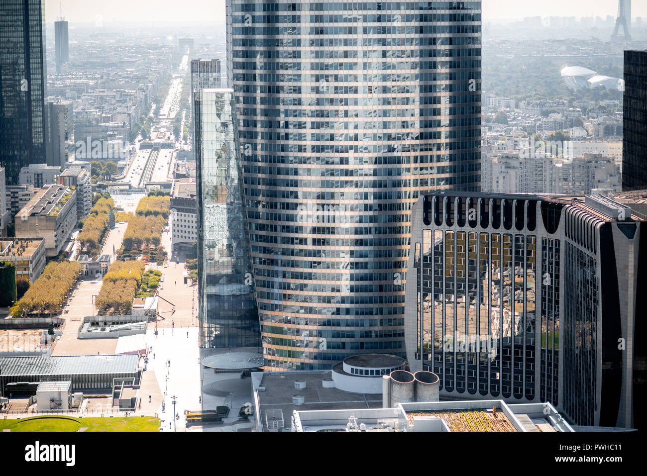 Aerial morning view of La Defense financial district with beautiful ...