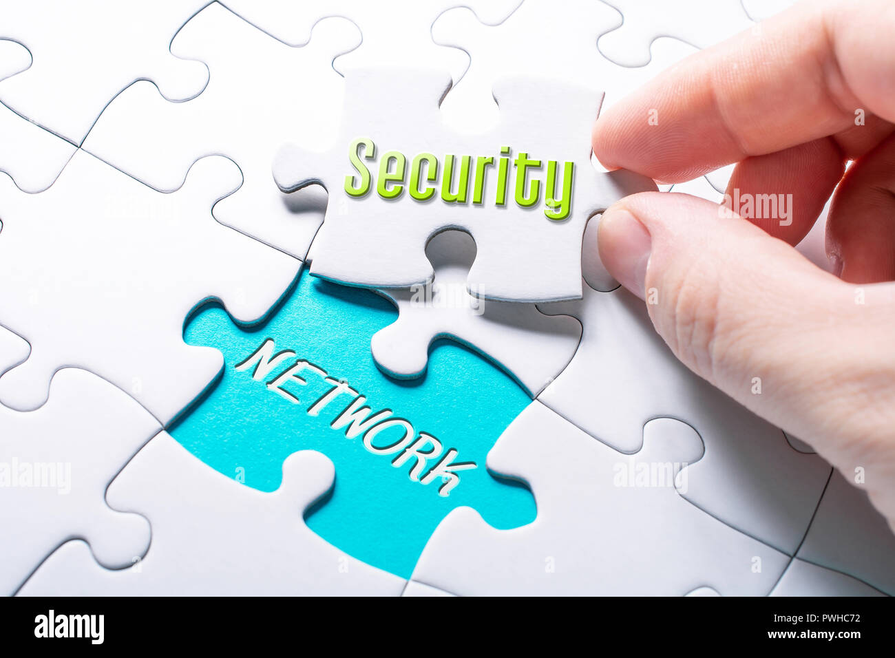 The Words Security And Network In Missing Piece Jigsaw Puzzle Stock ...