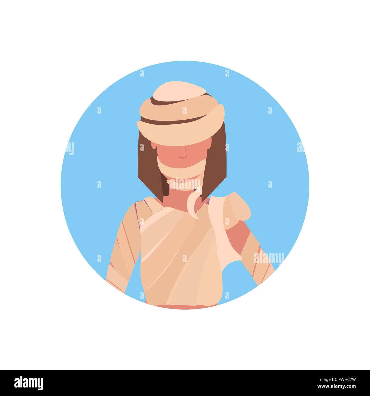 woman wearing mummy costume face avatar happy halloween concept female ...