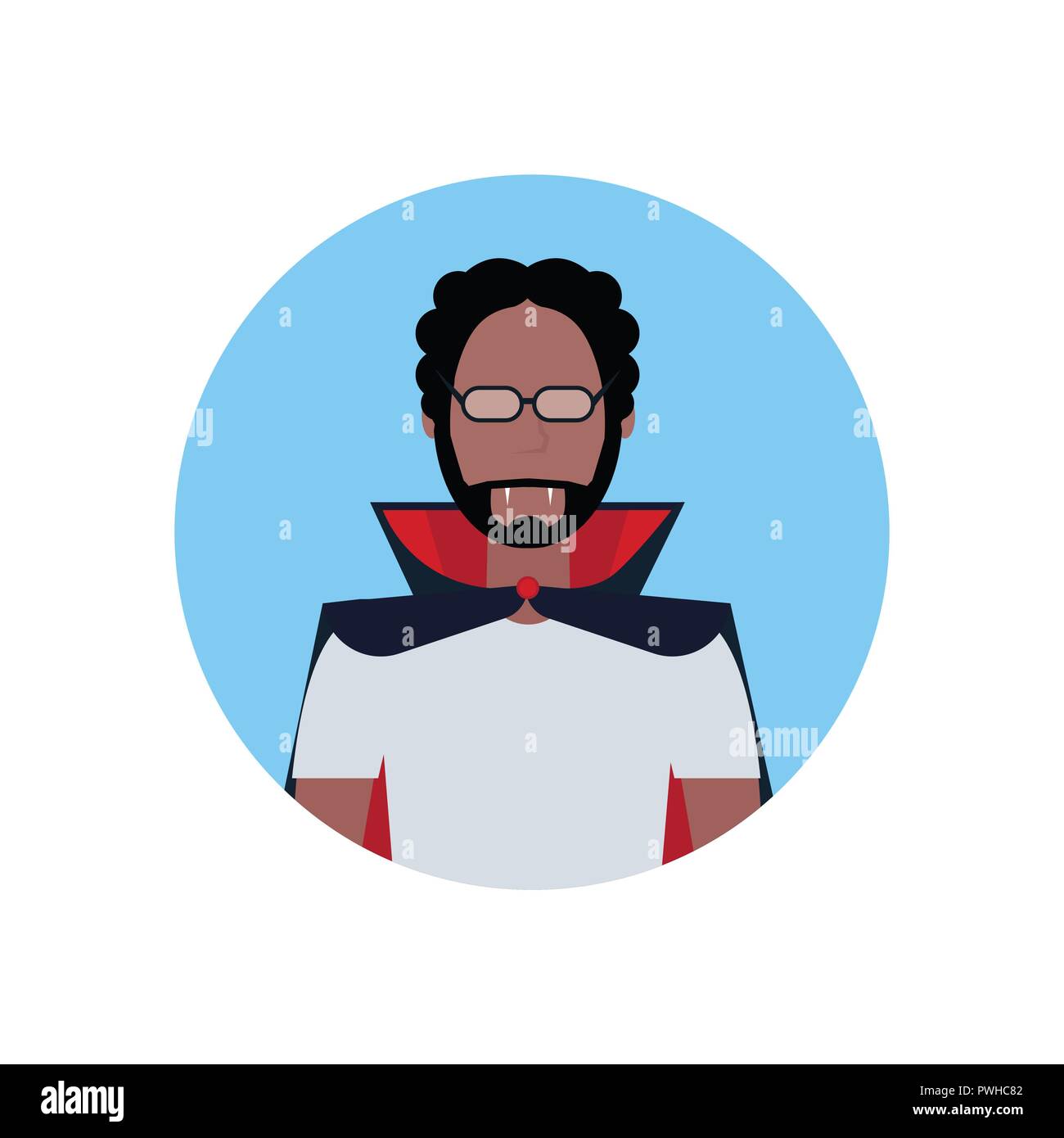 african american man wearing dracula costume face avatar happy ...