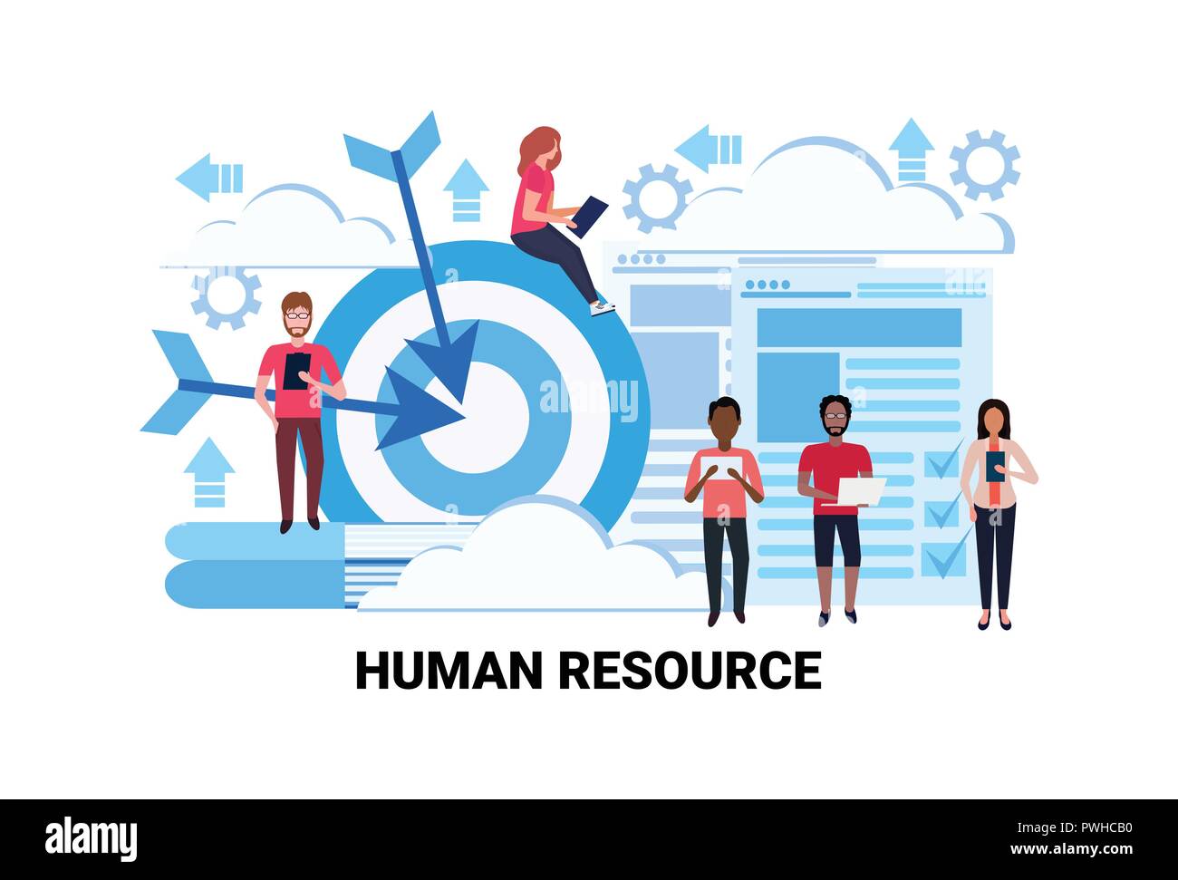 mix race business people group team human resource concept goal targeting successful teamwork ...