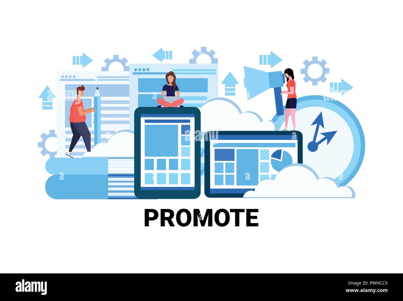 business people successful teamwork strategy promote concept flat ...